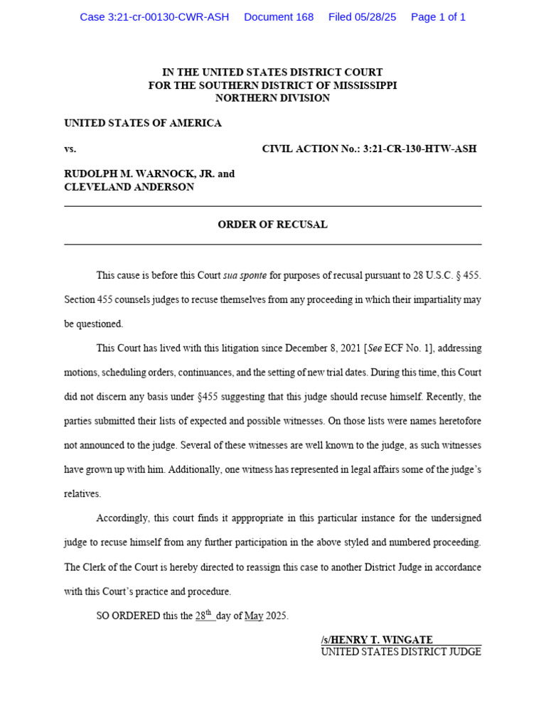 Order of Recusal | PDF