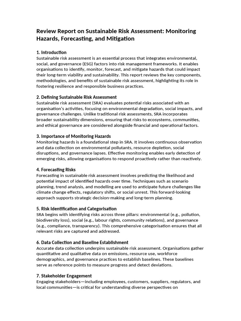 Review Report On Sustainable Risk Assessment | PDF | Risk Assessment | Risk