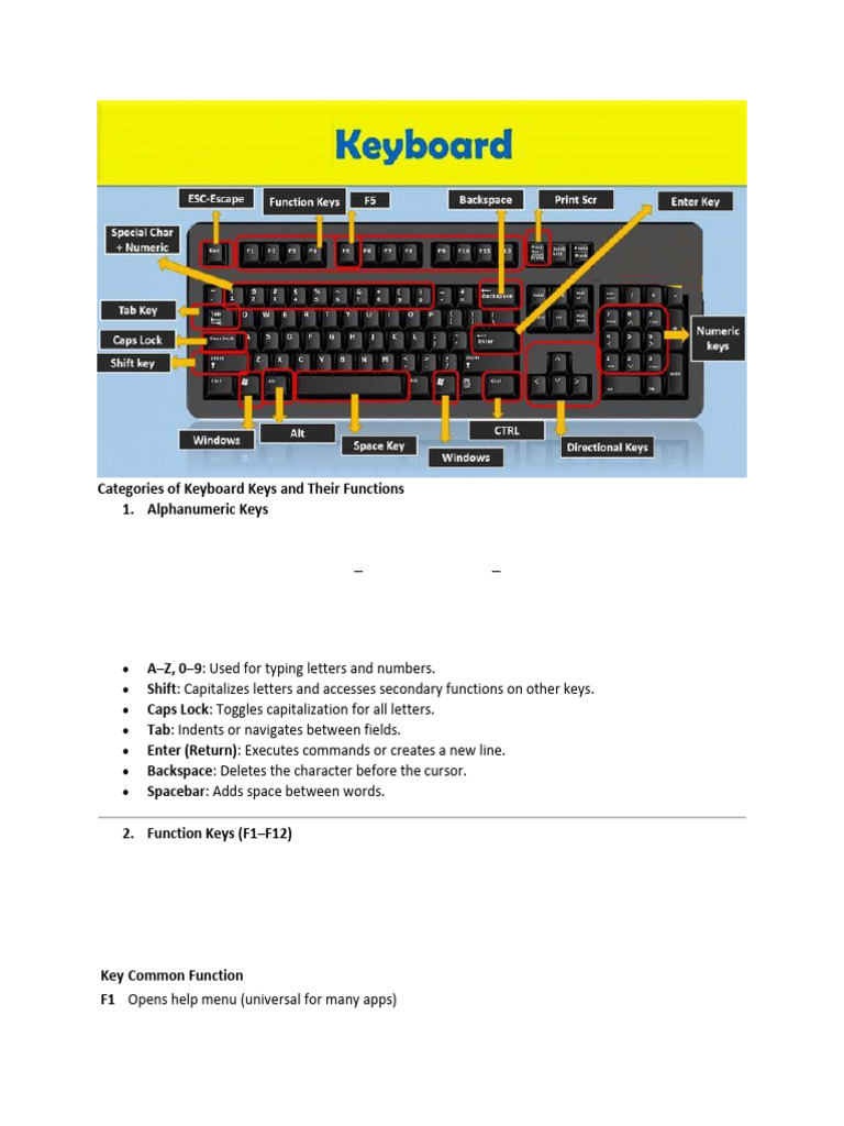 Categories of Keyboard Keys and Their Functions | PDF | Computer Keyboard | Text