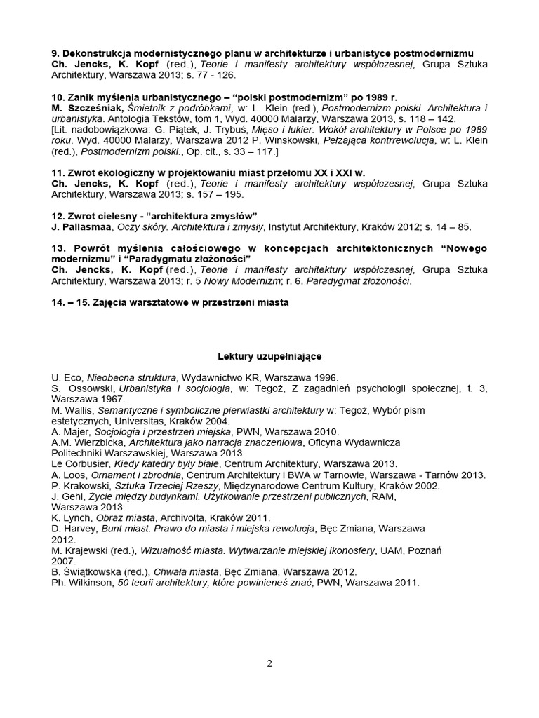 Wizje Jednostki I... - Lektury 2020-21 | PDF