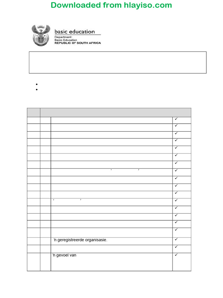 Afrikaans FAL GEC Marking Guideline - Hlayiso - Com | PDF