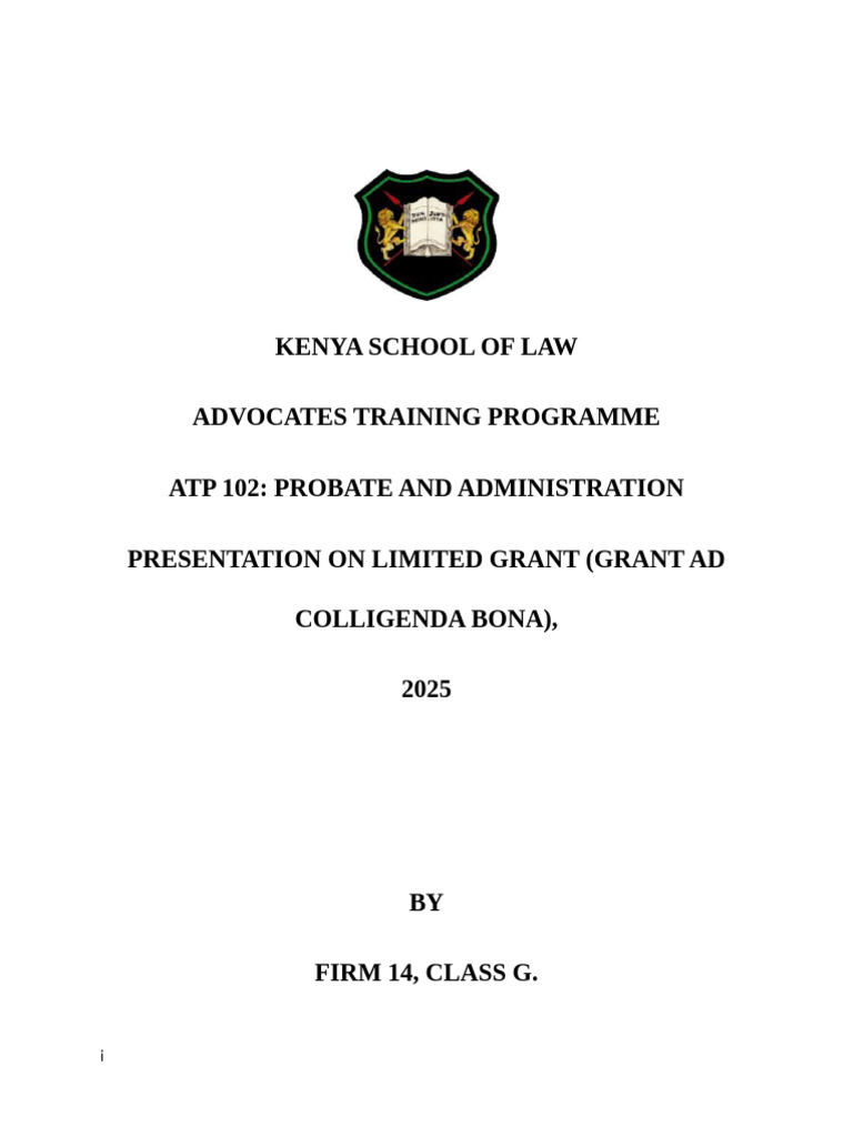Probate Assignment - Grant Ad Colligenda Bona Defunct | PDF | Probate | Inheritance