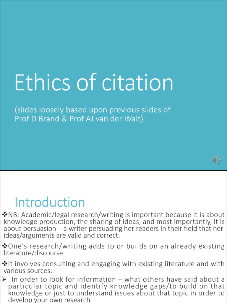 Ethics of Citation Narrated Slides by Prof Z Dyani-Mhango | PDF ...