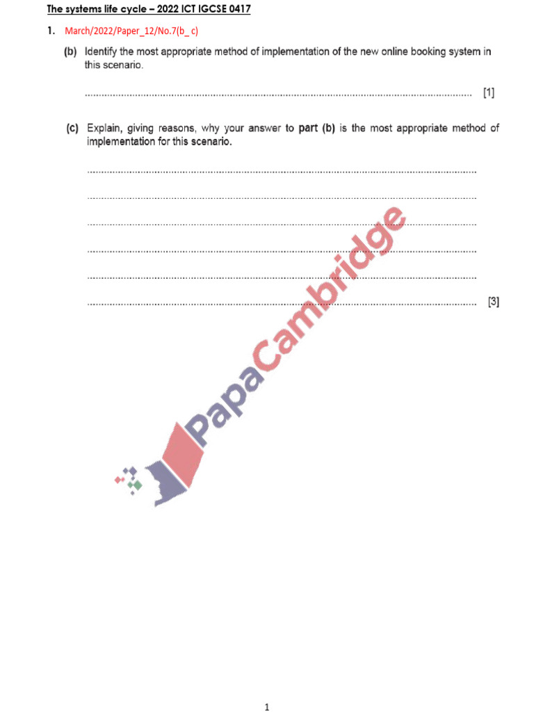 2022 The Systems Life Cycle IGCSE 0417 | PDF