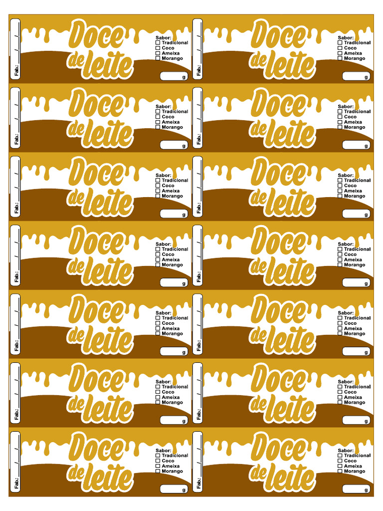 Doce de Leite Rotulos 10x4cm | PDF