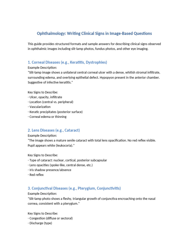 Ophthalmology Image Signs Guide | PDF