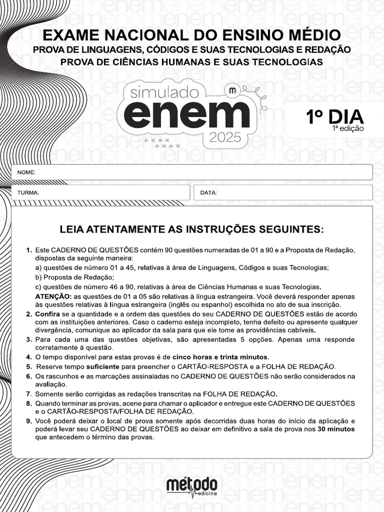 1o Simulado ENEM Dia 1 | PDF