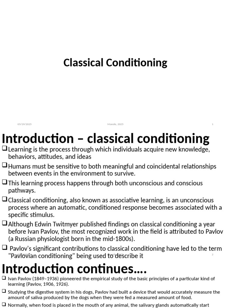 Classical Conditining | PDF | Classical Conditioning | Dog Training
