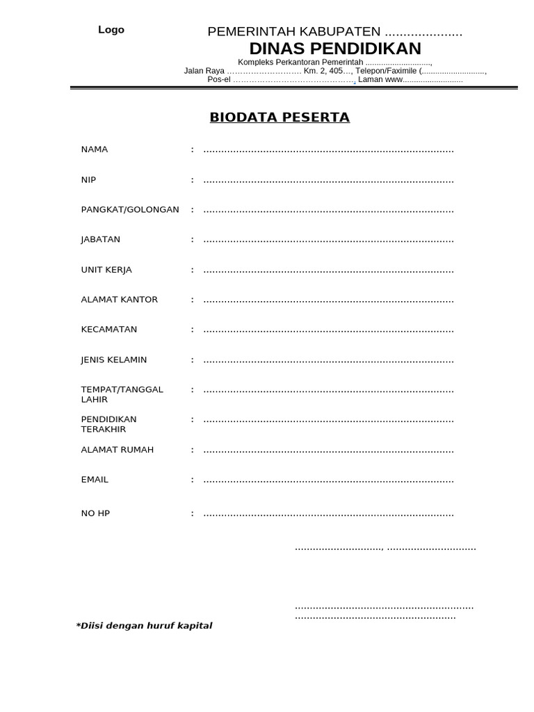 Biodata Peserta | PDF