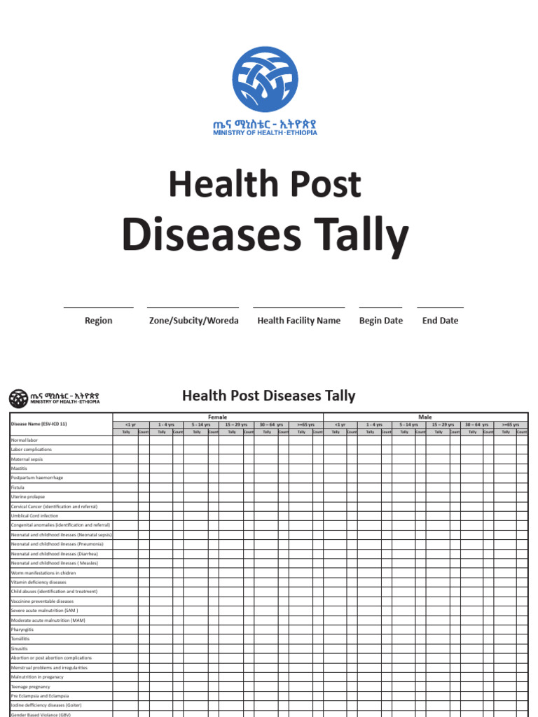 HP Monthly Diseases Talley - A3 | PDF | Malnutrition | Childbirth