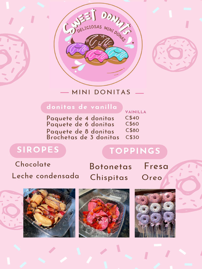 Menú Mini Donas Ilustrado Rosa - 20250521 - 155334 - 0000 | PDF