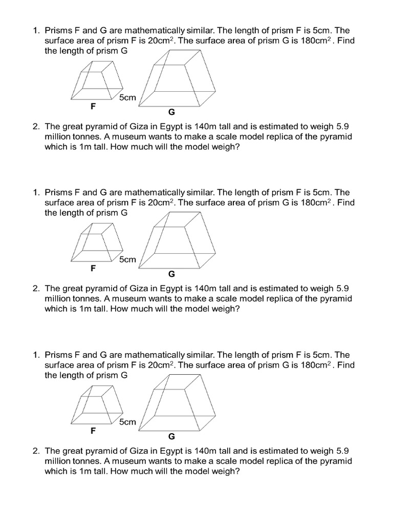 Lesson 5 - Similar Shapes (Area - Volume) Exit Question | PDF