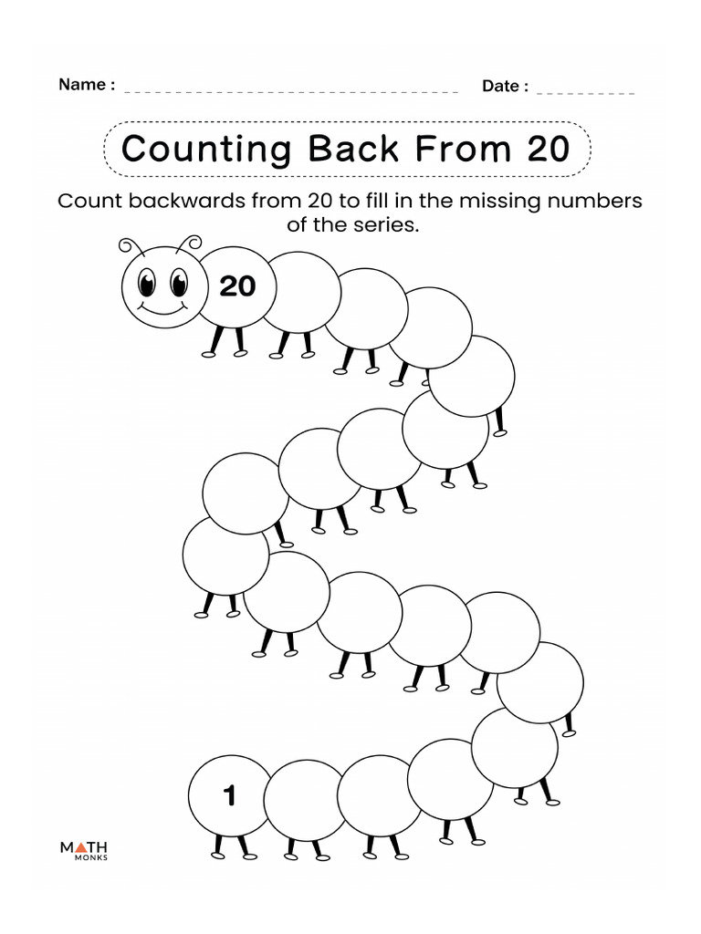Counting Back From 20 Worksheet | PDF