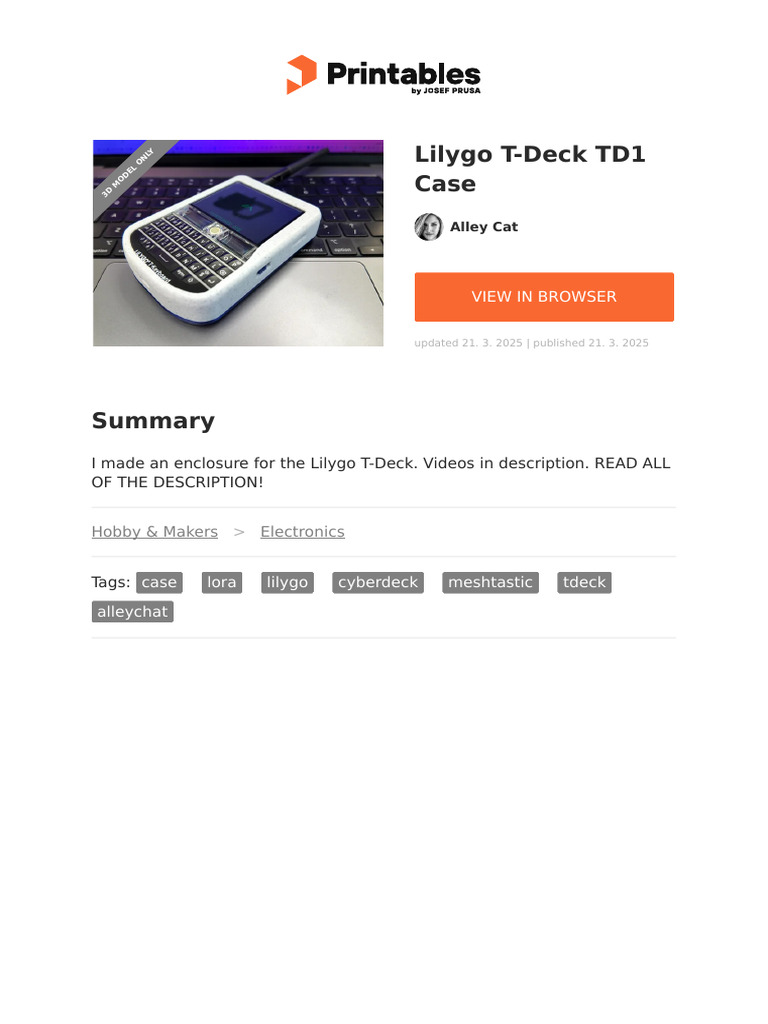 Lilygo T Deck td1 Case | PDF | 3 D Printing | Computing