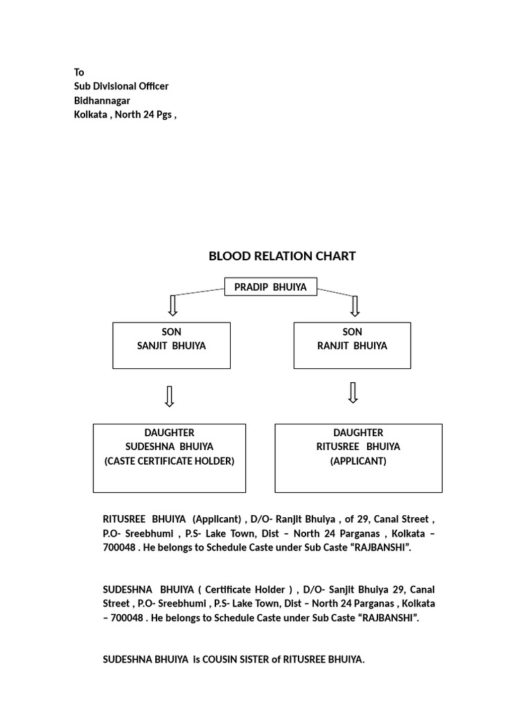 Blood Relation Caste Certiifcare | PDF