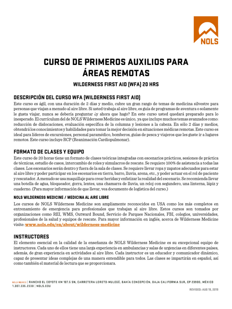 Descripcion - Del - Curso - Wfa-20 Horas | PDF | Reanimación cardiopulmonar | Especialidades Medicas