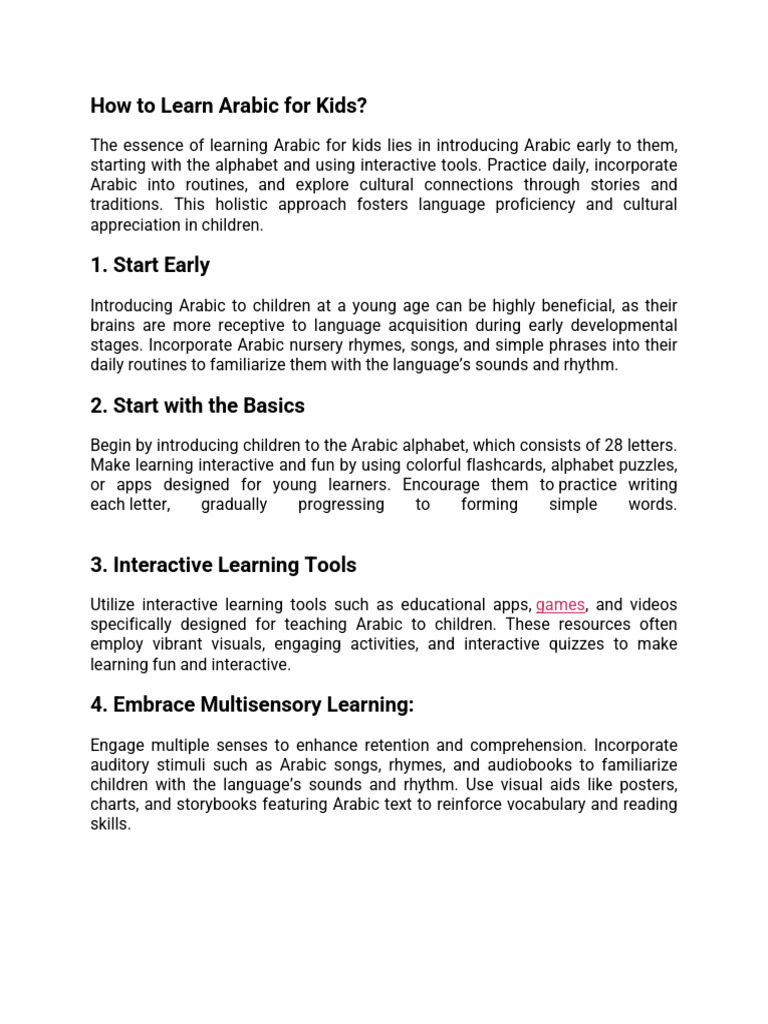 How To Learn Arabic For Kids? | PDF | Learning | Language Acquisition
