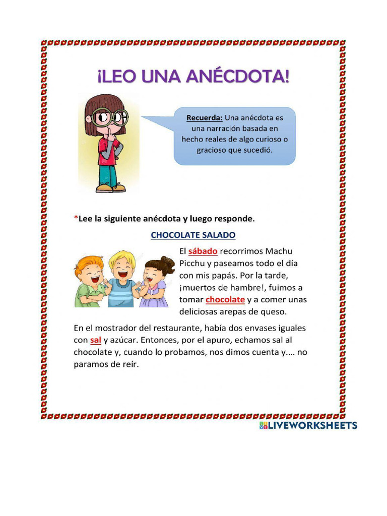 Ficha Sobre Anecdotas 2 | PDF