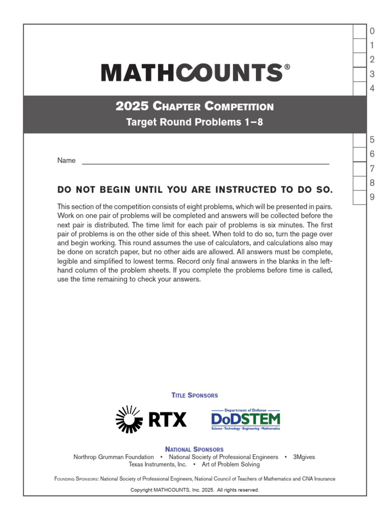 2025 COMPLETE Chapter Target - FINAL (8 Problems) | PDF | Elementary Mathematics | Mathematics