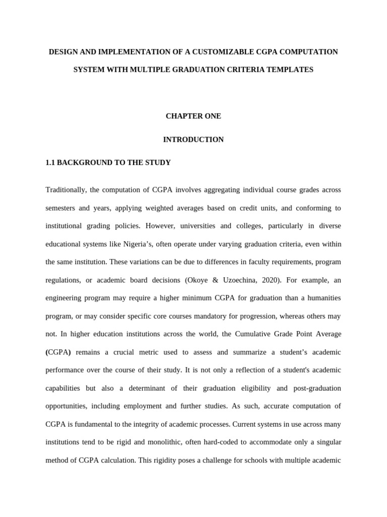 Design And Implementation Of A Customizable CGPA Computation System ...