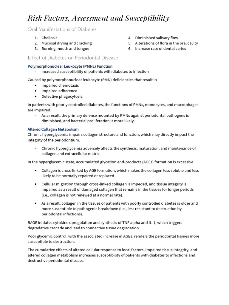 Risk Factors, Assessment and Susceptibility | PDF | Periodontology ...