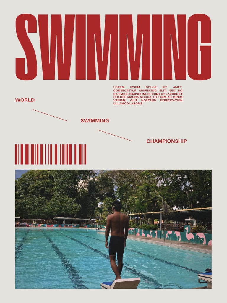 Red and Beige Bold Swimming Championship Magazine Cover | PDF
