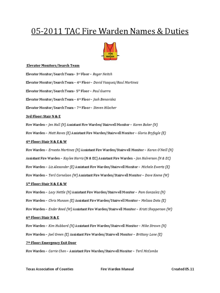Fire Warden Duties and Responsibilities | PDF | Emergency Evacuation ...