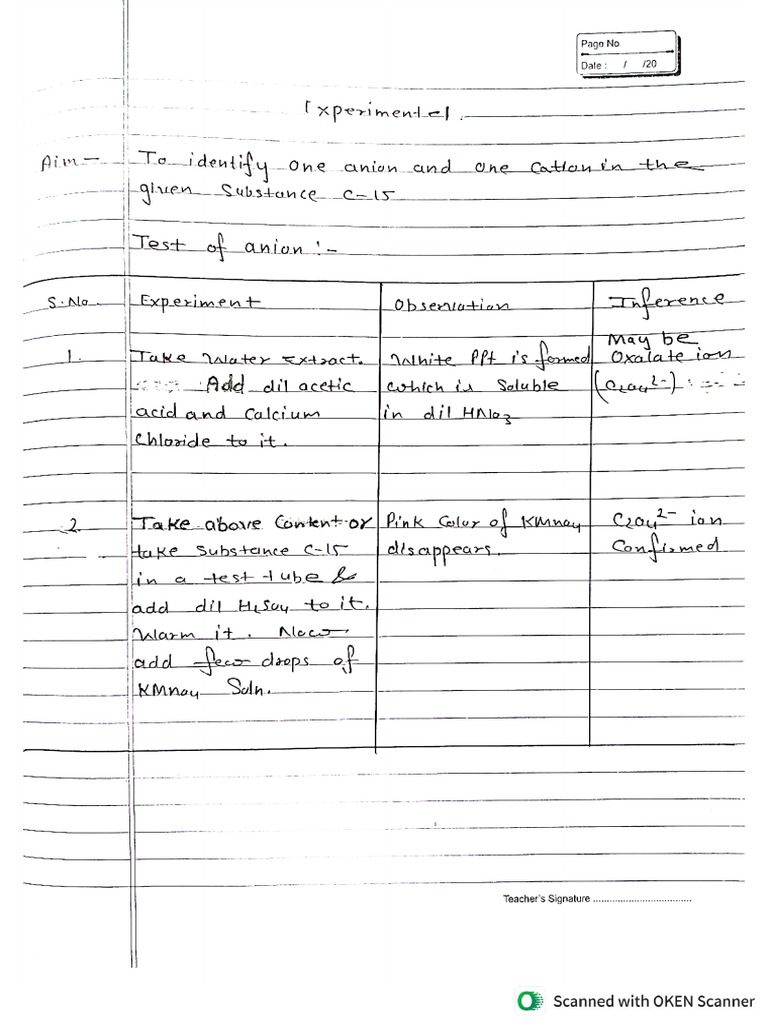 Cation and Anion Test, XII | PDF
