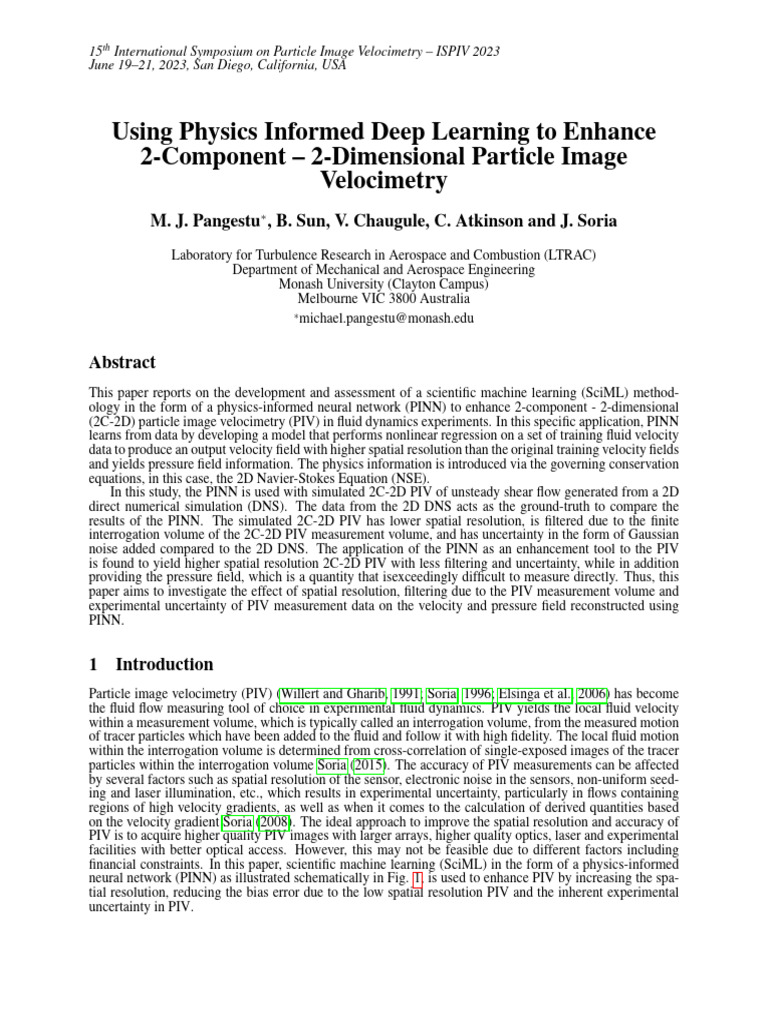 2023 Using Physics Informed Deep Learning To Enhance 2-Component-2-Dimensional Particle Image ...