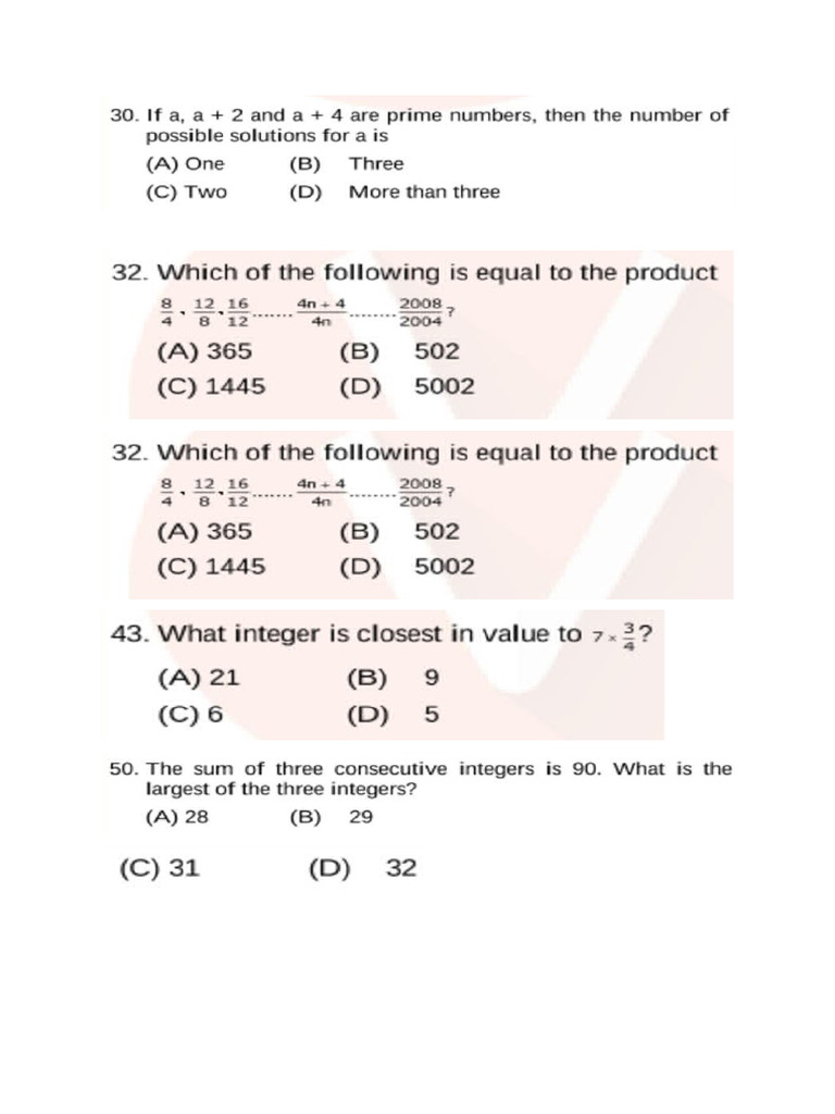 Pre Test Rmo For Class 5 and 6 | PDF