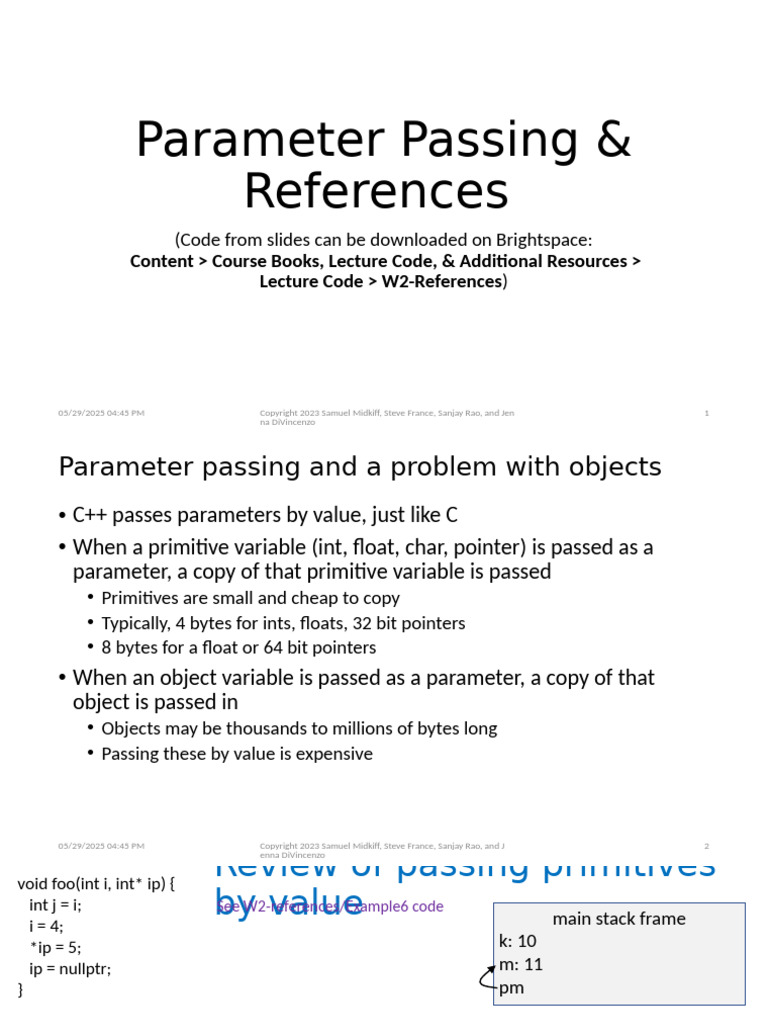 W2 L2 ReferencesParameterPassing2 (1) | PDF | Pointer (Computer Programming) | Programming Paradigms