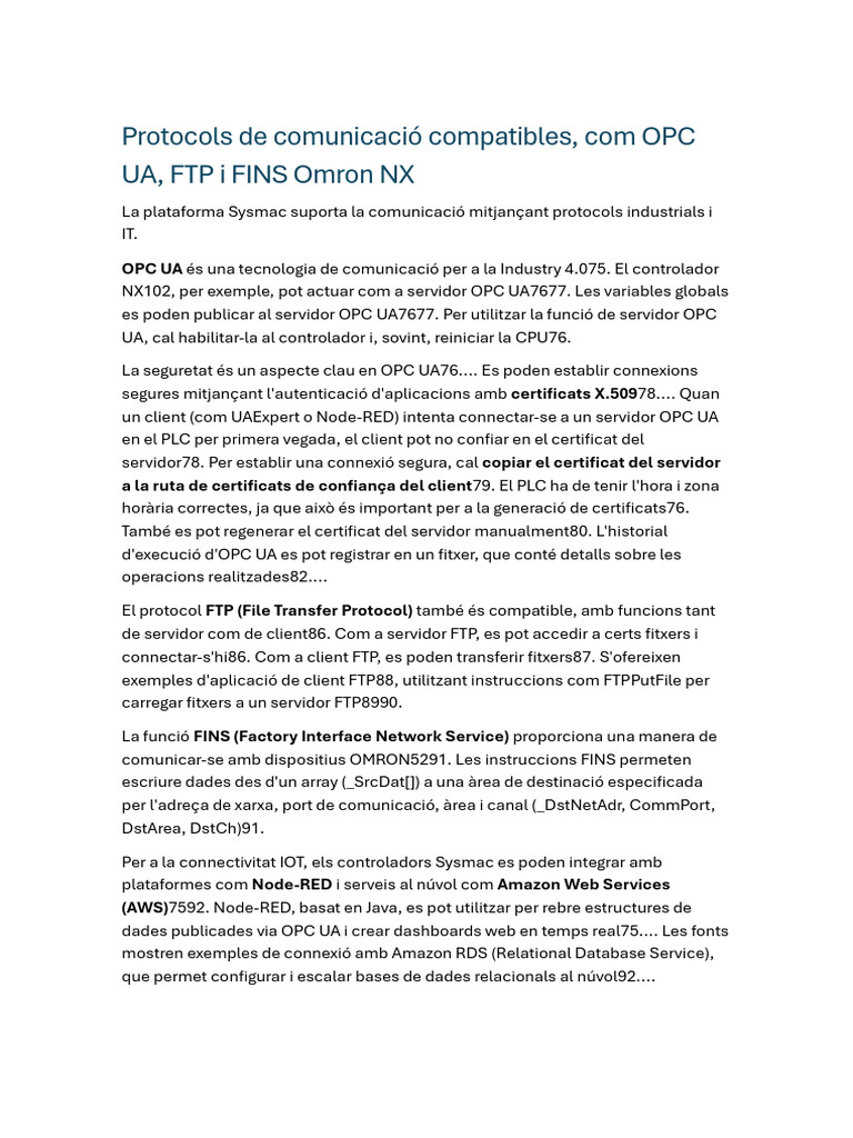 Protocols de Comunicació Compatibles Omron NX | PDF