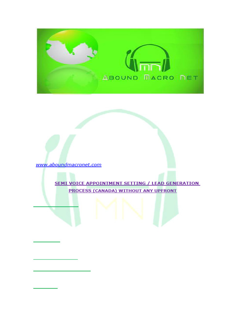 Semi Voice Lead Generation Process | PDF