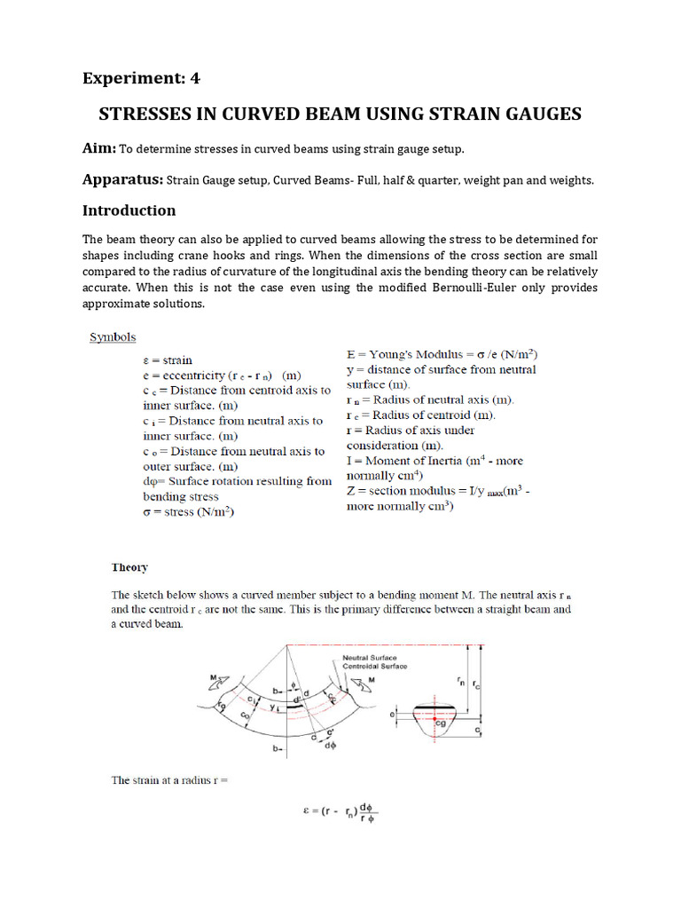 Stress in Curved Beam | PDF | Beam (Structure) | Bending