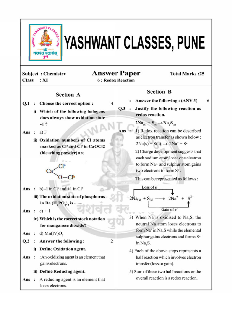 Redox Reaction Ans. | PDF