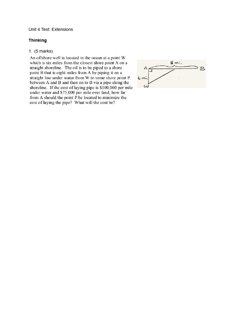 Unit 4 Test - Extensions Thinking Section | PDF
