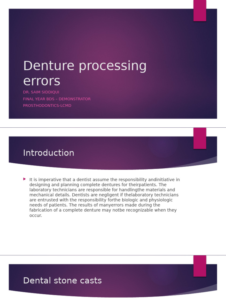 Denture Processing Errors | PDF | Dentures | Materials
