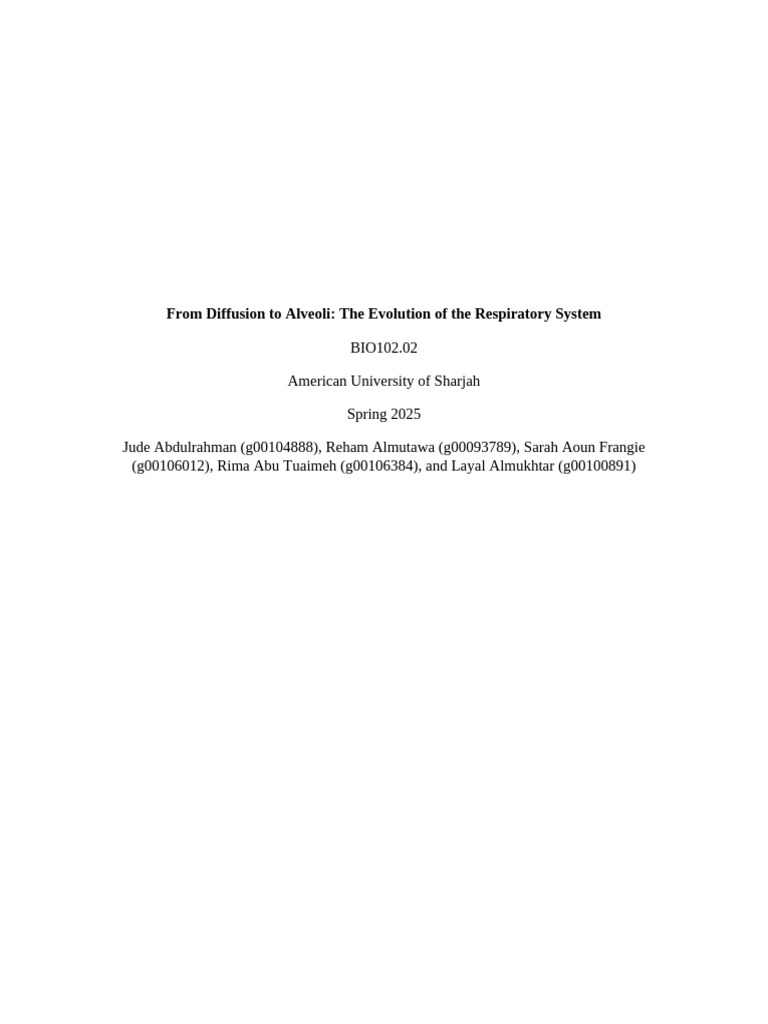 Evolution of the Respiratory System Essay | PDF | Respiratory System | Lung