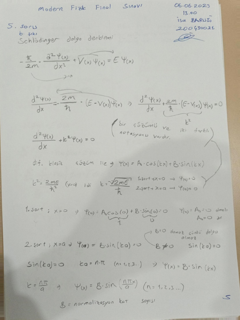 Schrödinger dalga denklemi | PDF