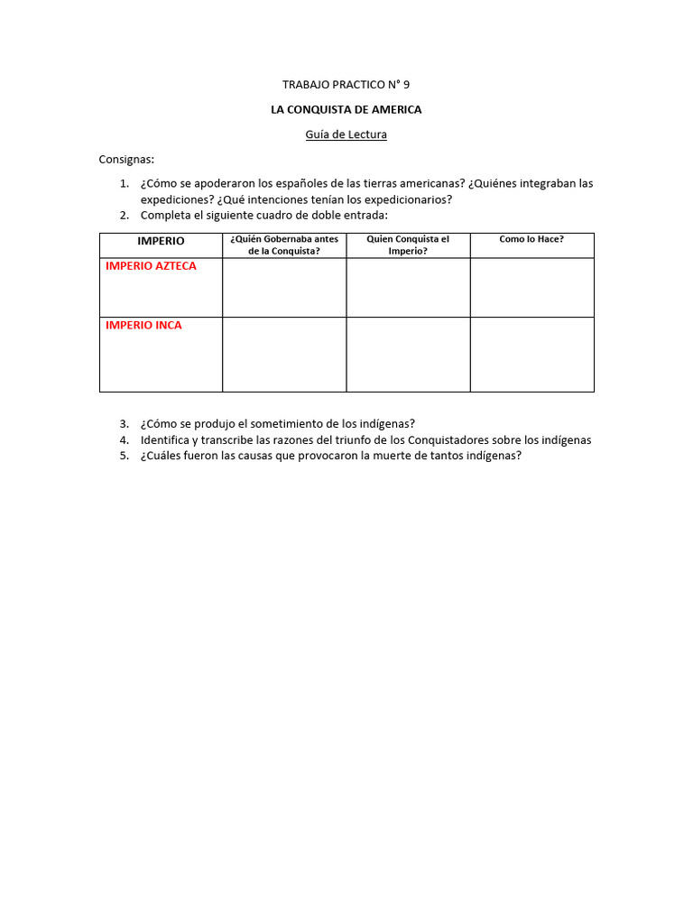 TP N 9 CONQ. DE AM. 2 Año | PDF
