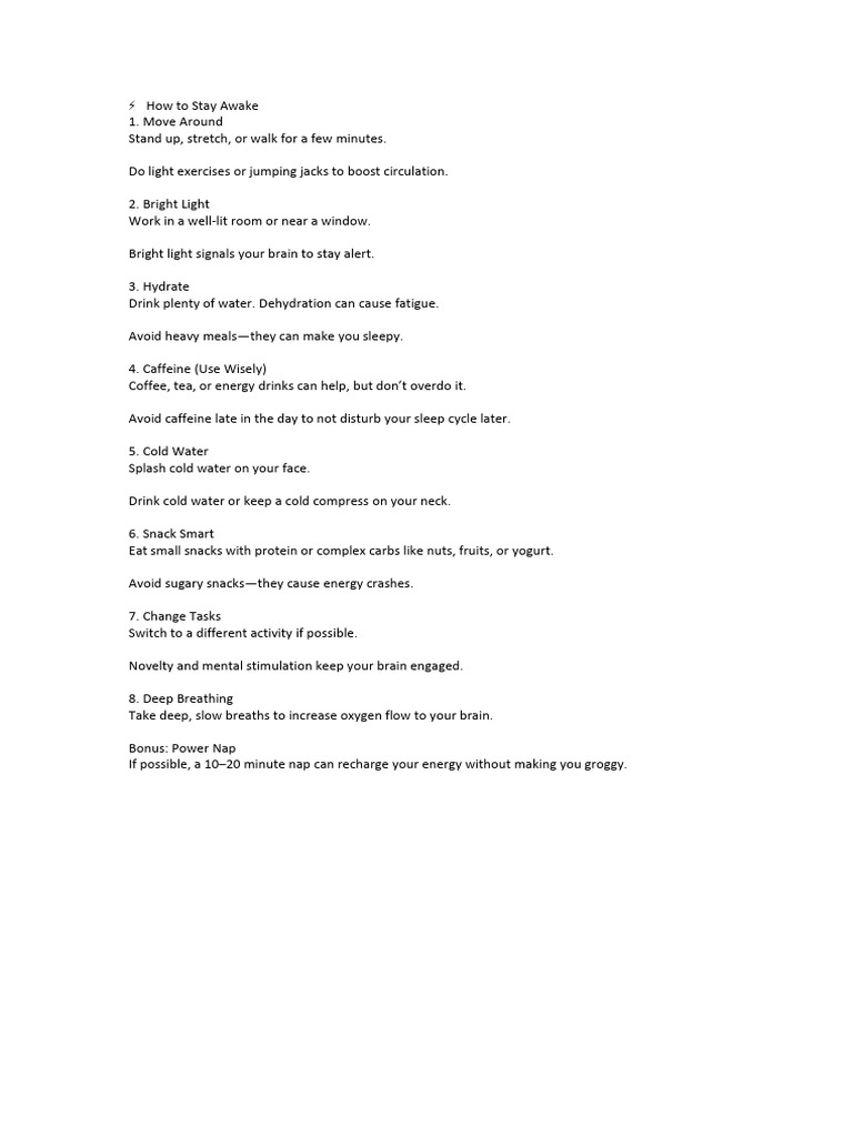 Tips to Stay Awake and Alert | PDF
