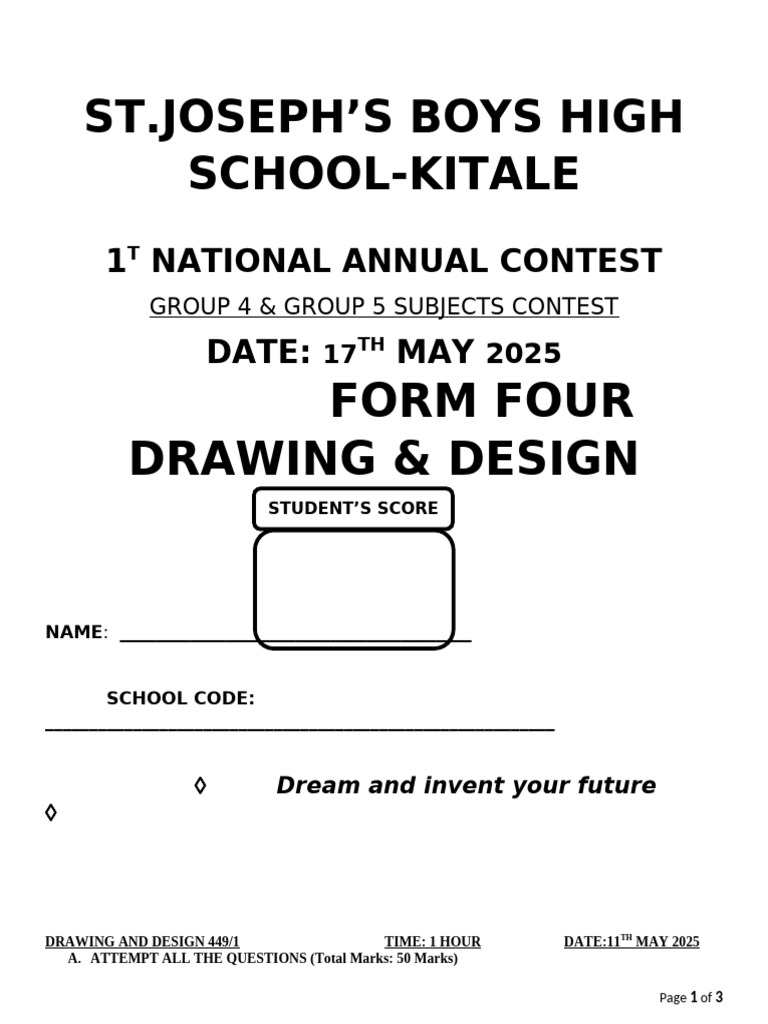 Form 4 Dd National Contest Term 2 2025 Qp Pdf Chess Theory Chess