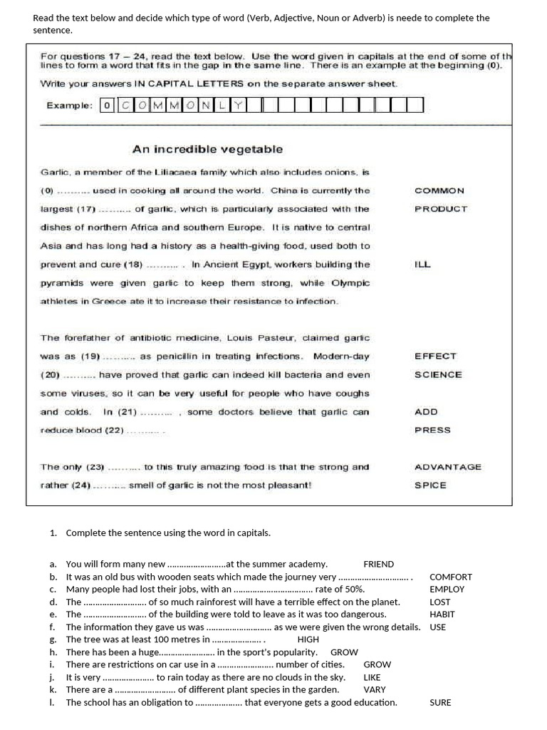 Reading & UOE Part 3 - Vegetable | PDF