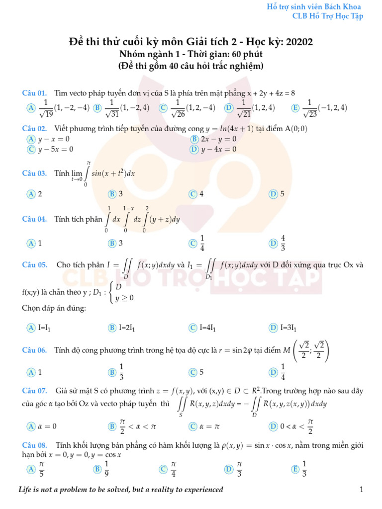 Thi thử CLB HTHT GT2 đề thi | PDF