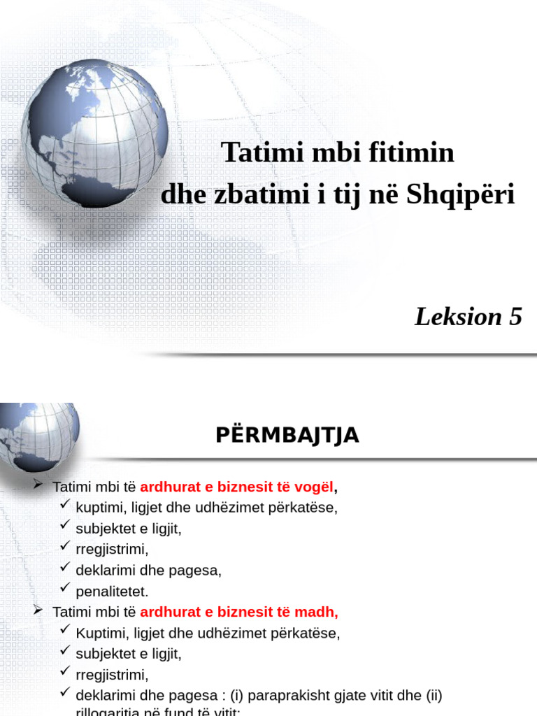 Leksion 5 Tatim Mbi Fitimin Final | PDF