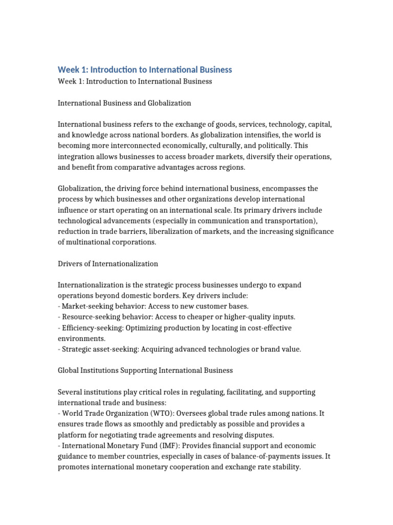 Introduction to International Business Concepts | PDF | Globalization ...