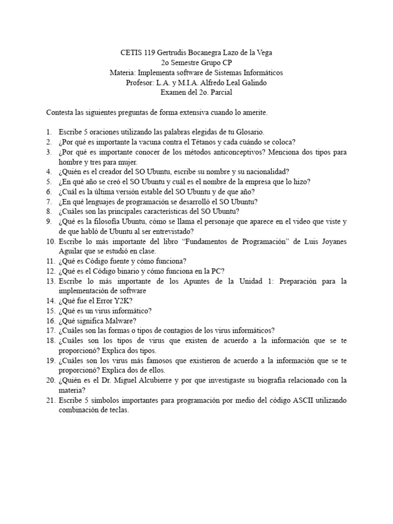 Examen 2o CP Implementa Software de Sistemas Informáticos | PDF