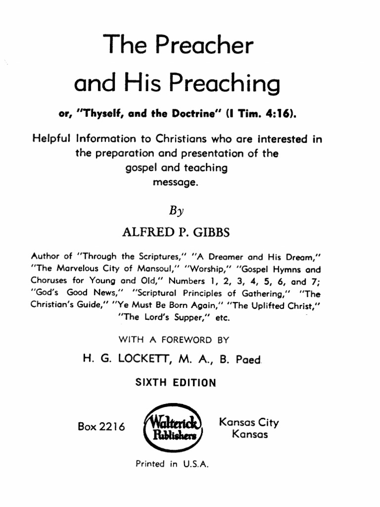 The Preacher and His Preaching Ocr | PDF | Sermon | Born Again