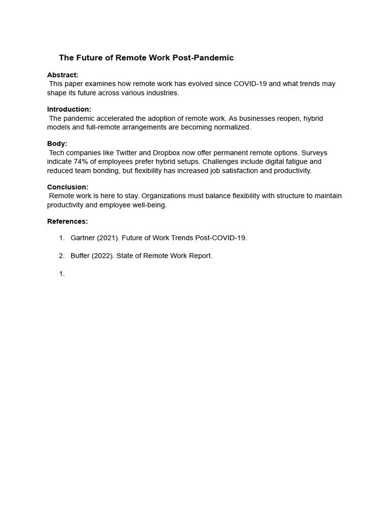 The Future of Remote Work Post-Pandemic | PDF