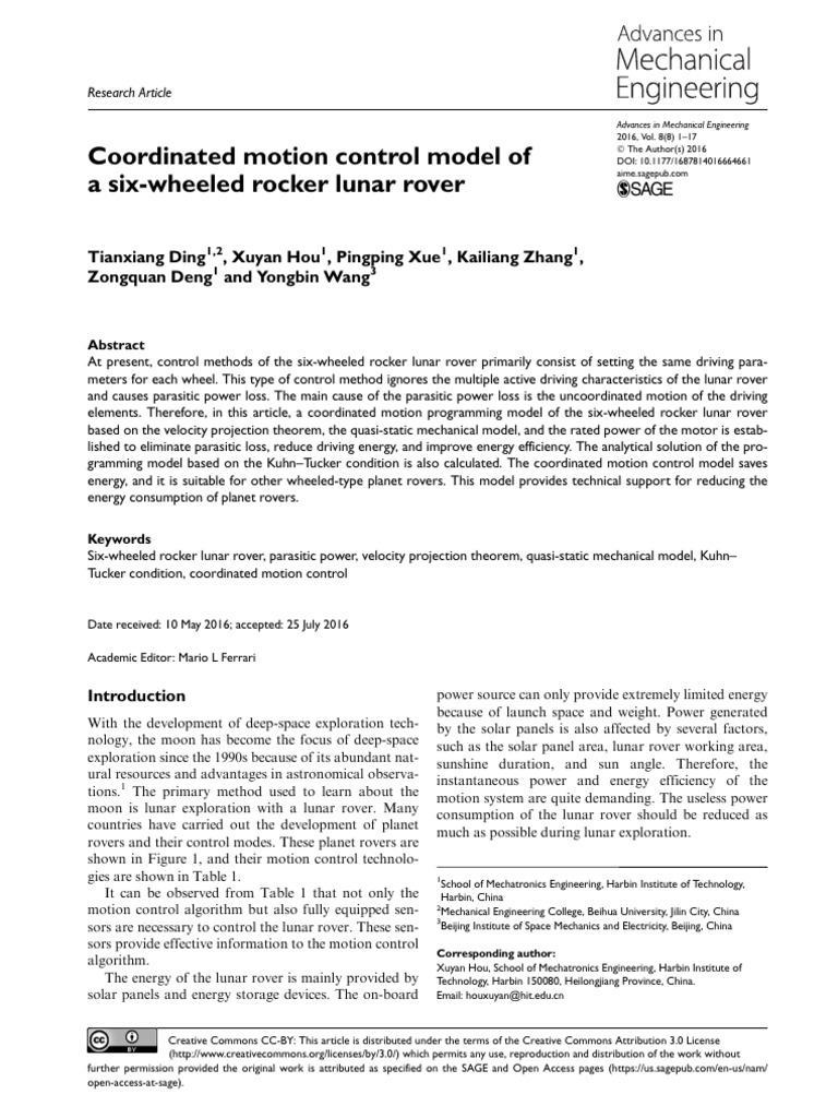 Coordinated Motion Control Model of A Six-Wheeled | PDF | Rover (Space ...